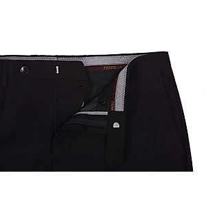 P&L Men's Suit Slim Fit 2 Piece - Premium Jacket Blazer & Flat Pants Set for Business Wedding Prom Black