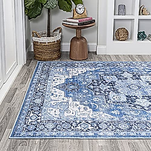 JONATHAN Y WSH109B-3 Maris Ornate Medallion Machine Washable Indoor Bohemian Transitional Area Rug,High Traffic,Kitchen,Living Room,Backyard,Non Shedding,3 X 5,Blue/Navy