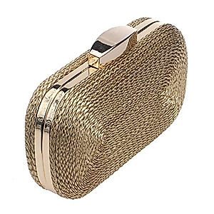 WANLIAN Womens Straw Clutch Summer Evening Handbag Beach Purse Woven Straw Bag Envelope Clutch (Gold)