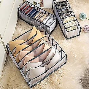 3Pcs Wardrobe Clothes Drawer Organizer Compartment Storage Box Washable Closet Drawer Organizers Grids Foldable Visible Closet Organizer Mesh Separation Box for Jeans, T-Shirt, Leggings, Skirts, etc