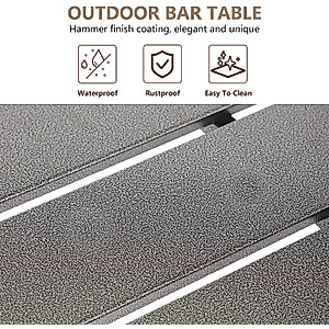 ONLYCTR Outdoor Bar Table, Patio Counter Height Bar Table, 40" Rectangle Bar Table for Patio, Garden, Yard, Balcony, Poolside (Gray)