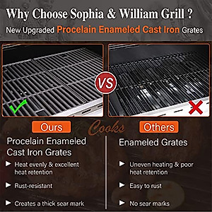 Sophia & William 4-Burner Propane Gas Grill with Side Burner and Porcelain-Enameled Cast Iron Grates 42,000BTU Outdoor Cooking Stainless Steel BBQ Grills Cabinet Style Patio Garden Barbecue Grill
