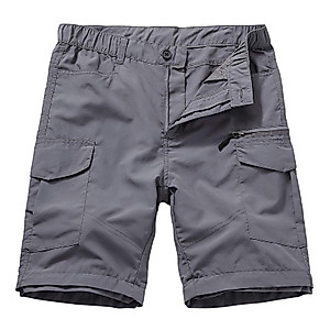 Mens Hiking Pants Quick Dry Lightweight Fishing Pants Convertible Zip Off Cargo Work Pants Trousers #6055,Grey,36