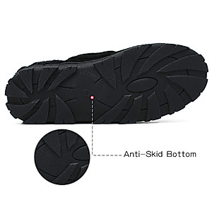 ONCAI Women’s-House-Slippers-Winter-Slipper-for-Women Knitted Fleece Memory Foam Slip-on Cozy Warm Outdoor Lady Fur Lined Garden Home Slippers Black