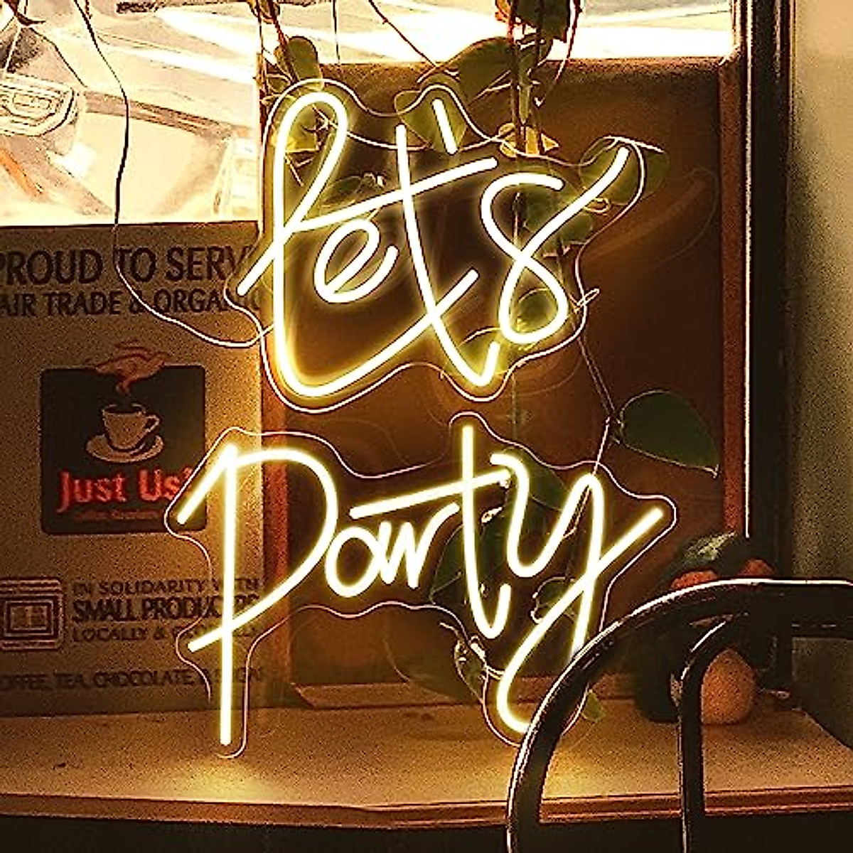 Super Large Neon Sign for Wall Decor, Yeeficent Let's Party Neon Sign Large for Bedroom Wall, 33.5 * 12 Inch Dimmable Neon Signs, Custom Light Up Sign for Wedding Party Birthday Gift (Warm White)