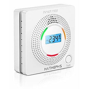 Carbon Monoxide Detector Alarm, HATHEPHS 10-Year Life Portable CO Detector with Digital LCD Display, Battery Powered CO Alarm with 3 LED Lights for Home, Office and Travel