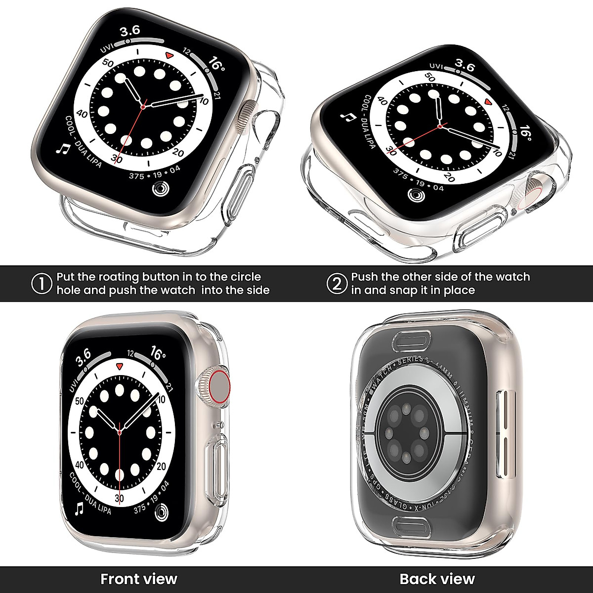 [2 Pack] Goton Bumper Case for Apple Watch Series 6 5 4 SE(2023) 40mm, Ultra Thin Soft TPU Shockproof Edge Case Cover Bumper Protector for iWatch Accessories (No Screen Protector) Clear+Clear, 40mm