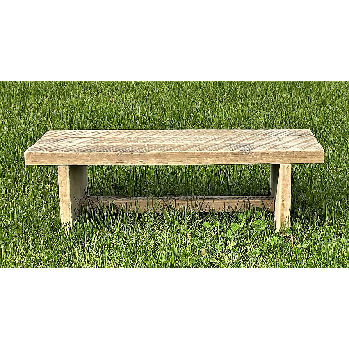 Classic Amish Reclaimed Wood Step Sitting Stool Footstool Deck Patio Door Platform, Indoor Outdoor. Natural, Rustic, Heavy Duty, Versatile. Handmade in USA. 24 x 11 x 8”.