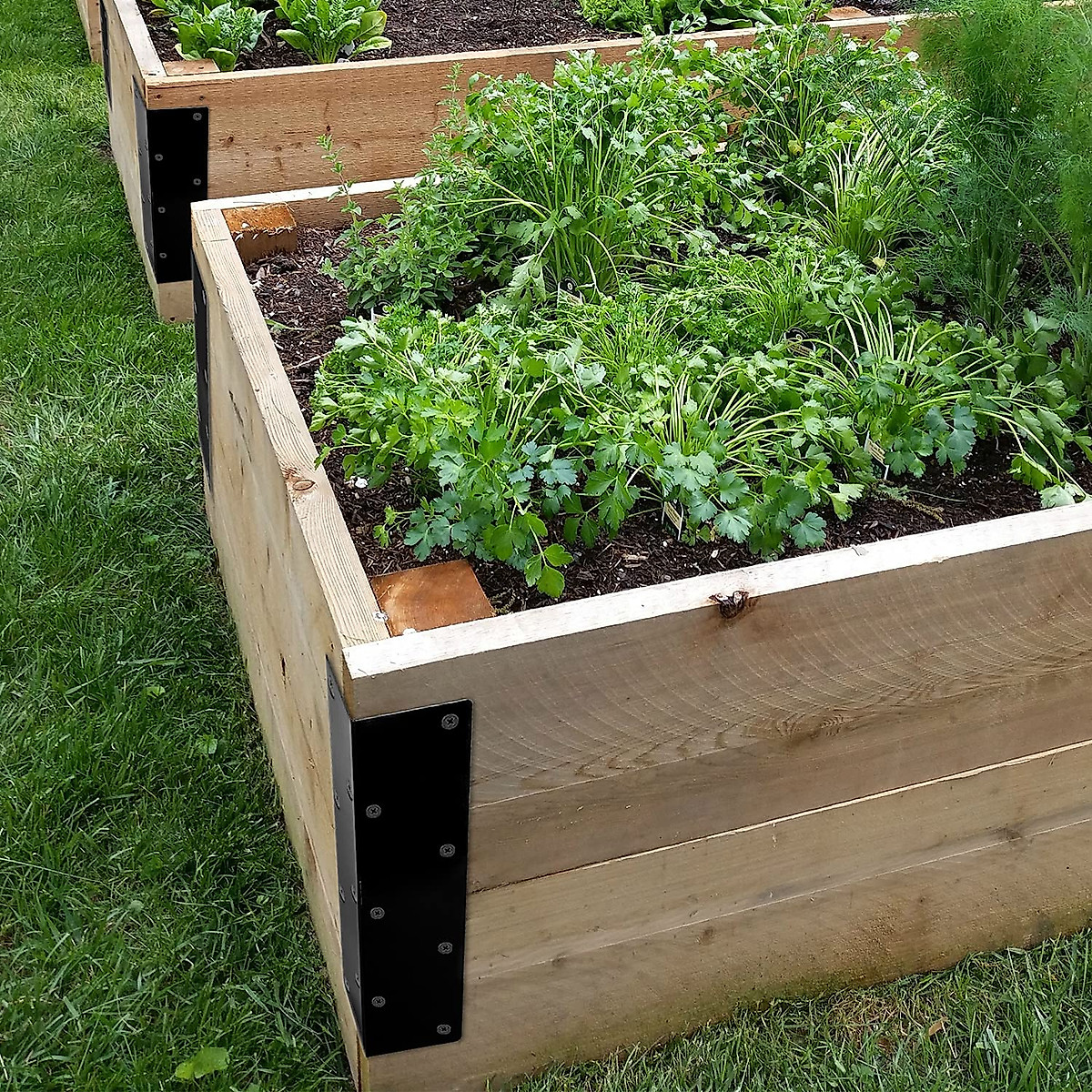 TIMOSA Raised Garden Bed Corner Brackets for 12''-16'' H Bed, Metal Garden Corner Bracket Resistant,Rust Metal Bed Corner Bracket Connectors for Furniture (8pack -Black)