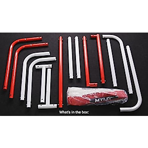 Mylec Steel Junior Hockey Goal for Indoor + Outdoor (52” x 43”), Easy Assembly, Lightweight, Portable, and Net Weave System (Red, 17 Pounds)