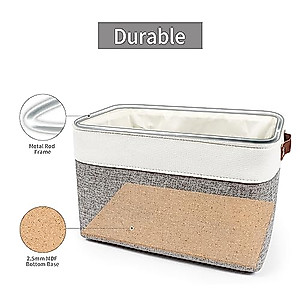 Bagnizer Storage Bins Large Fabric Storage Baskets for Shelves 3 Pack, Decorative Linen Closet Baskets with Handles for Organizing, Shelf, Toys, Clothes, Home, Office, Nursery, 15x11x9.5Inches (Grey&White)