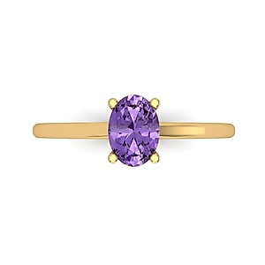 Clara Pucci 1.0 ct Oval Cut Solitaire Simulated Alexandrite Engagement Wedding Bridal Promise Anniversary Ring 18K Yellow Gold Size 9.5