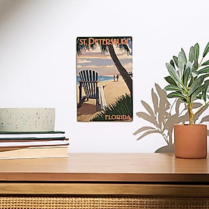 Lantern Press 6x9 Inch Wood Sign, Ready to Hang Wall Decor, St. Petersburg, Florida, Adirondack Chair on the Beach