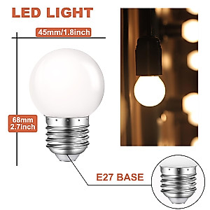 MZyoyo LED Night Light Bulb,E26 E27 G45 G14 Base 1W Night Light LED Edison Bulb,Soft White 3000K,Not Dimmable LED Globe Bulb,for Ceiling Fan,Night Light,Chandelier,Vanity Light Bulb AC120V 6 Pack