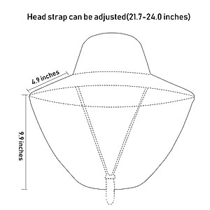 Wide Brim Sun Hat with Neck Flap, Adjustable Outdoor 50+UPF Protection Safari Cap Womens Mens Hiking Fishing Hat(Grey)