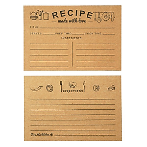 RXBC2011 Recipe Cards Kraft Blank Double-Sided Family Recipes for Wedding Bridal Shower 4 x 6 Inches (Pack of 50)
