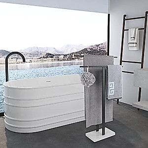 NearMoon Standing Towel Rack, Freestanding 2-Tier Towel Holder with Marble Base for Bathroom, Pool, SUS304 Stainless Steel (Matte Black)