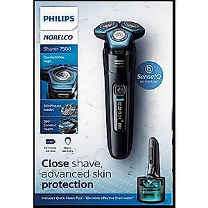 Philips Norelco Shaver 7500, Rechargeable Wet & Dry Electric Shaver with SenseIQ Technology, Quick Clean Pod, Travel Case and Pop-up Trimmer, S7783/84
