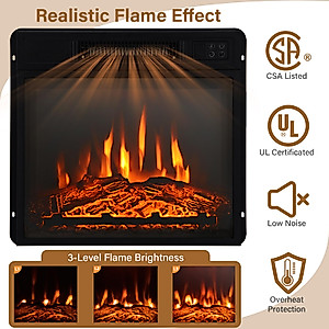 COSTWAY 32-inch Electric Fireplace with Mantel, 1400W Adjustable Freestanding Heater with Remote Control, Thermostat Design, 6H Timer, 3D Flame Brightness, Mantel Fireplace for Living Room, Brown