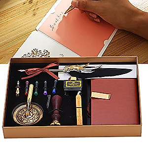 GOWENIC Dip Calligraphy Pen Set, Ink Sac Pen Kit Retro Carved Design for Office for Home (SP139001 black)