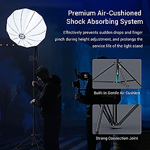 SMALLRIG Photography Light Stand 110"/9.2ft/280cm, Air-Cushioned Aluminum Photo Video Tripod Stand with 1/4" Screw for Softbox, Studio Light, Reflector and Ring Light, Max Load 8kg, RA-S280-3736