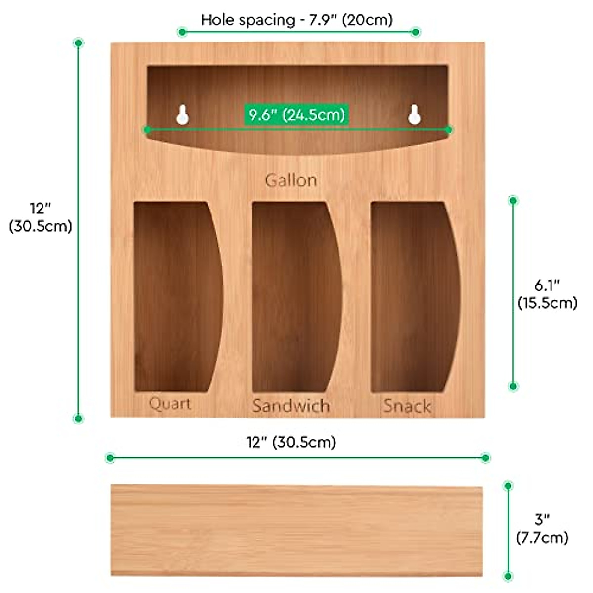 aanch Bamboo Ziplock Bag Organizer for Kitchen Drawer, Easy to use Baggie Storage Organizer, Compatible with Gallon, Quart, Sandwich and Snack