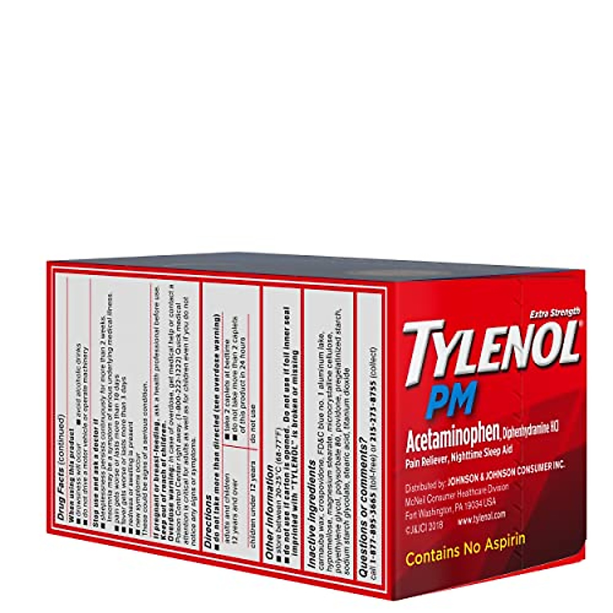 Tylenol PM Extra Strength Nighttime Pain Reliever & Sleep Aid Caplets, 500 mg Acetaminophen & 25 mg Diphenhydramine HCl, Relief for Nighttime Aches & Pains, Non-Habit Forming, 150 ct