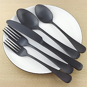 puzhlerMatte black 8-piece 304 Stainless Steel Salad Forks Dessert Forks Set, Dishwasher Safe, 6.7 Inches
