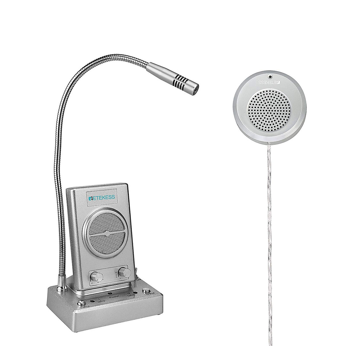 Retekess TW102 Window Intercom,Window Speakers, 8M Cable with Loud Outer Speaker, Connect Wireless Mic,Intercom System for Hotel,School,Medical Center