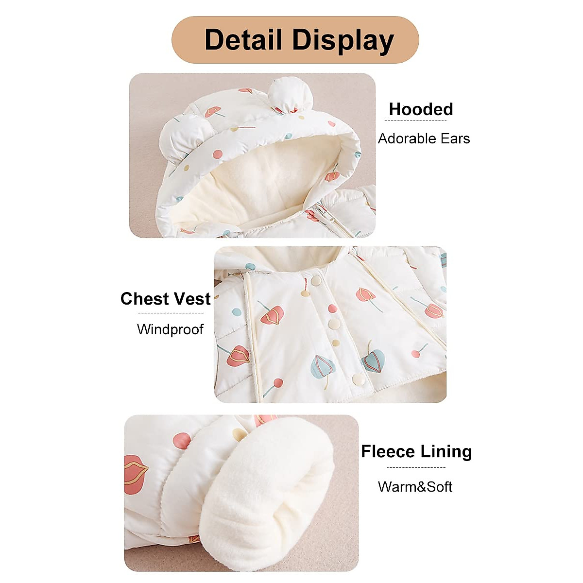 JunNeng Baby Toddler Thicken Fleece Lined Romper Snowsuit with Boots,Winter Cartoon Snow Wear Jumpsuit Outfit,Green Camo 3-6M