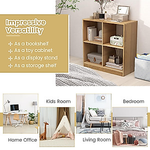 Tangkula 4-Cube Bookcase, Freestanding Open Bookshelf, 2 Anti-Tipping Kits, Home Office Modern Cube Storage Wooden Display Shelf for Living Room Kids Room, Easy Assembly (Natural, 29 x 13 x 29 Inch)