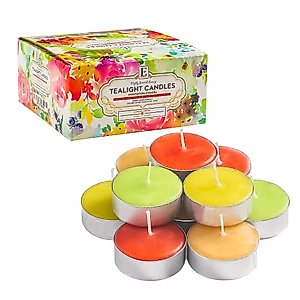 Spring Candles for Home Scented Tea Lights Candles - Spring Candle Set of 64 - Gardenia, Freesia, White Lily, Jasmine - 3-4 Hour Extended Burn Time - Spring Candles for Home, Holiday, Wedding & Party