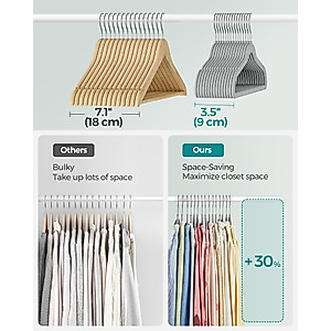 SONGMICS Baby Hangers 50 Pack, Kids Hangers for Closet, 11.8 x 8.1 Inches, Silver 360° Swivel Hooks, Space-Saving Clothes Hangers, Velvet Hangers for Nursery, Non-Slip, Dove Gray UCRF027G05
