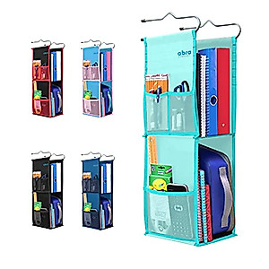 ABRA Company 2 Shelf Hanging Locker Organizer for School, Gym, Work, Storage - Upgraded Eco-Friendly Fabric Healthy for Children (Ocean Turquoise)
