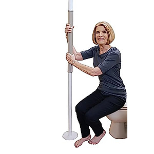 Stander Security Pole, Floor to Ceiling Transfer Pole, Elderly Grab Bar and Bathroom Rail with Padded Handle, Iceberg White