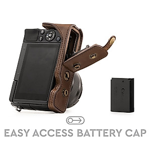 MegaGear Canon EOS M100, M200 (15-45mm) Ever Ready Leather Camera Case and Strap, with Battery Access - Dark Brown - MG1326