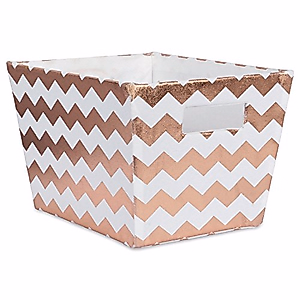 DII Hardsided Polyester Trapezoid Storage Bin, Chevron, Copper, Small