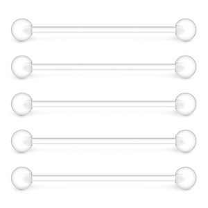 Ruifan 5 Pieces Pregnancy Sport Maternity Clear Flexible Bioplast 14G Belly Navel Button Ring Cartilage Earring Industrial Barbells Body Jewelry Piercing Retainer 1.5Inch (38mm)