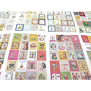 ALIMITOPIA Adhesive Sticker,12 Sheets(240pcs) Stamp Shape DIY Decorative Paper Paster Ornament Mark