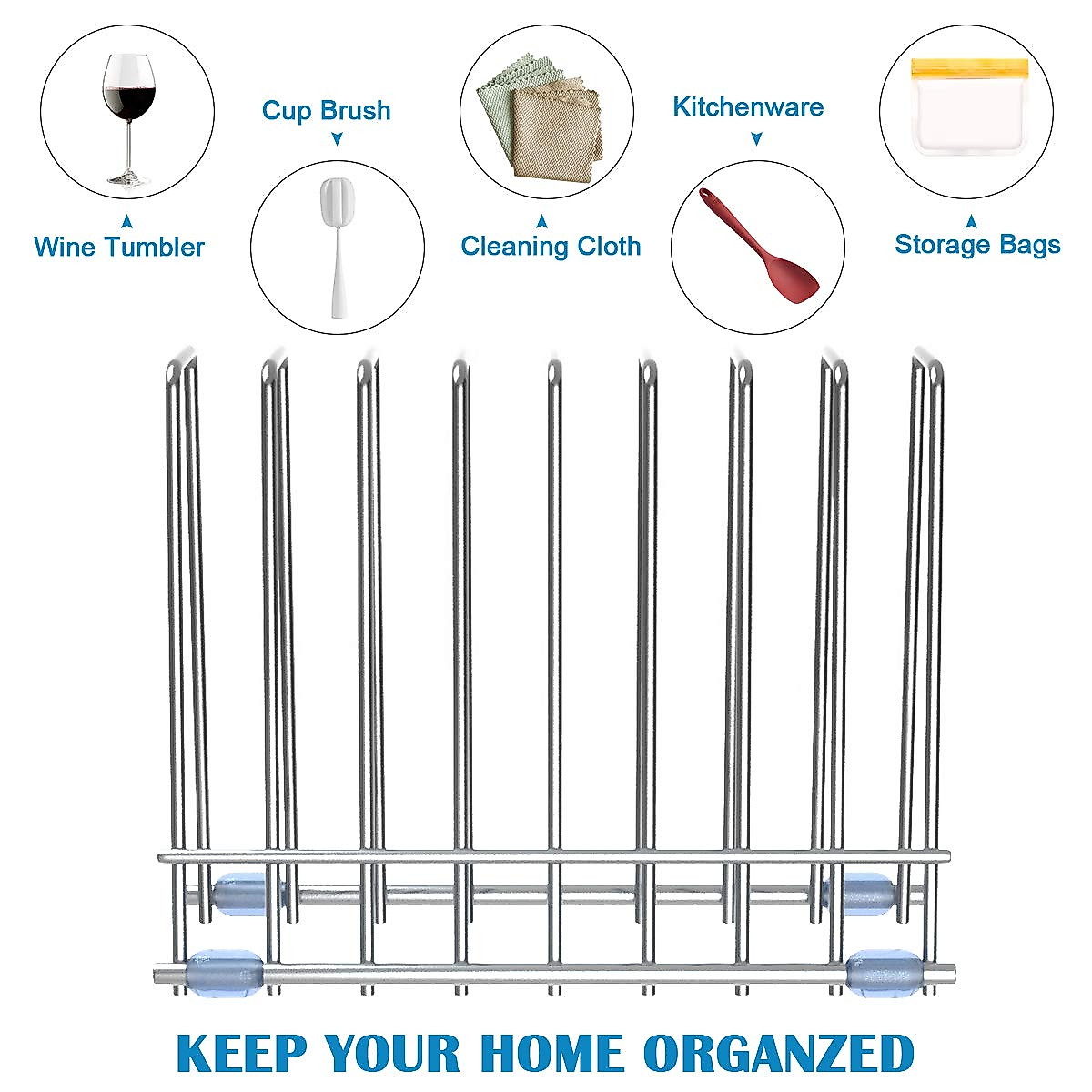 2 Pack Reusable Storage Bags Rack, Drying Rack for Storage Bags, Stainless Stand for Reusable Storage Bags, File Organizer Desktop Storage Book Shelf (2*Sliver)