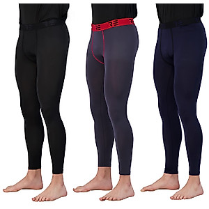 3 Pack: Men's Mens Compression Pants Gym Pant Men Running Skin Tights Leggings Active Athletic Workout Cycling Winter Thermal Cold Base Layer Long Johns Football Rash Guard Basketball -Set 3, L