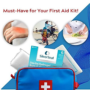 SilverSeal Burn and Wound Dressing, Hydrogel Pads with X-Static Silver, Soothing, Moist & Protective for Burns, Cuts & Wounds, 2" x 3" Sterile Dressings, 6 Count