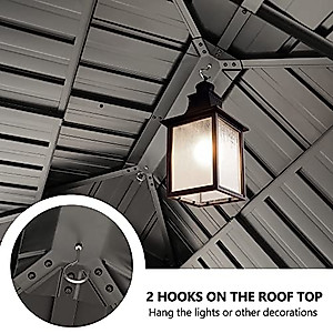 GARTOO 10x12FT Outdoor Galvanized Steel Top Gazebo with Double Roof - Heavy-Duty Hardtop Gazebo with Breathable Netting & Zipper Curtains for Patio, Porch, Garden, Lawn, Deck, Backyard