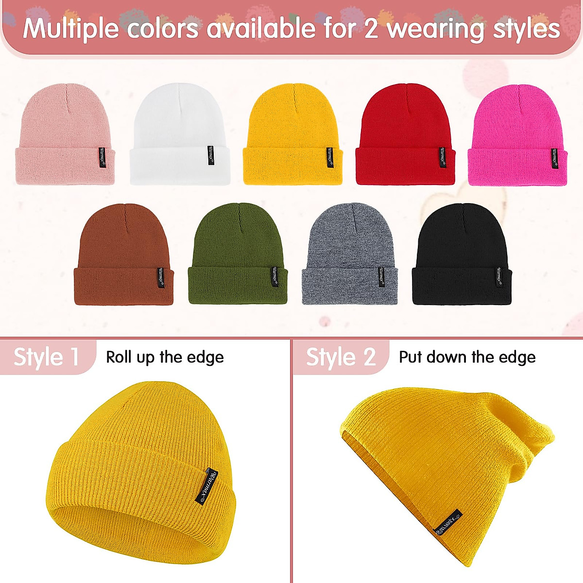 American Trends Baby Beanie Hat for Toddler Kids Beanies Infant Baby Boys Girls Knit Winter Hats 1 Pack Black 0-3 Years