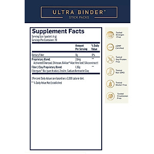 Quicksilver Scientific Ultra Binder Stick Packets - Multi Toxin Binder with Bentonite Clay Powder, Zeolite Detox & Charcoal - Supplement for Gut Support & The Body's Toxin Removal Process (20 Sticks)