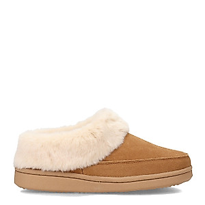 Clarks Womens Faux Fur Lined Clog Slipper Warm Cozy Indoor Outdoor Plush Slipper (Cinnamon Suede, 7)