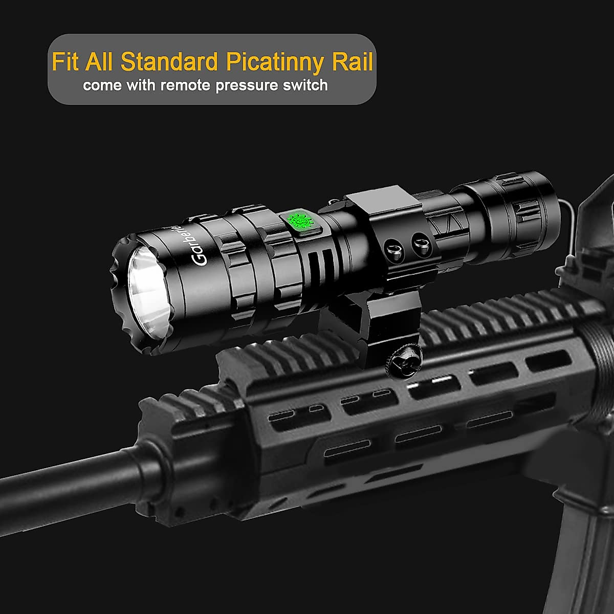 Garberiel 2 in 1 L2 LED Flashlight with Picatinny Rail Mount - 5 Modes 3000 Lumens Bright Flashlight USB Rechargeable Waterproof Torch Light