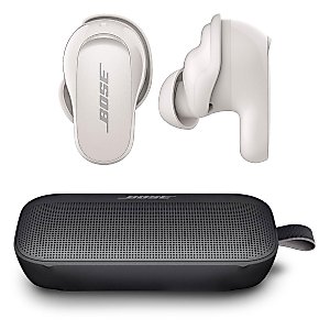 Bose QuietComfort Earbuds II True Wireless with Personalized Noise Cancellation (Soapstone) SoundLink Flex Bluetooth Portable Speaker (Black)