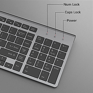 JOYACCESS Wireless Keyboard, 2.4G Slim and Compact Wireless Keyboard with Numeric Pad for Laptop, MacBook Air, Apple, Computer, PC(Black and Grey)