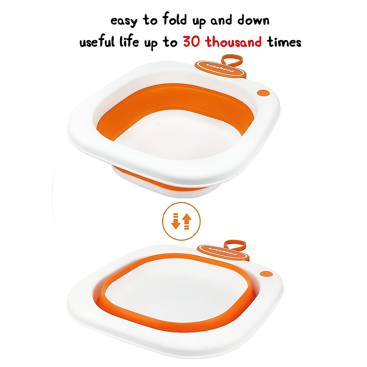 Babyhood Multi-Purpose Collapsible Wash Basin for Kids and Babies, Lightweight Portable Folding Basin for Washing Baby Bottles and Breast Pump Parts and Home Kitchen Outdoor Camping Use (Orange)